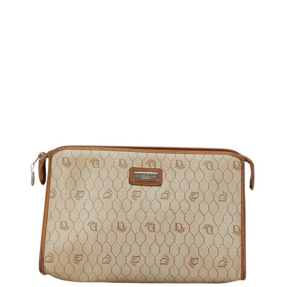Dior | Bags | Dior Honeycomb Pattern Clutch Bag Shoulder Beige Brown ...